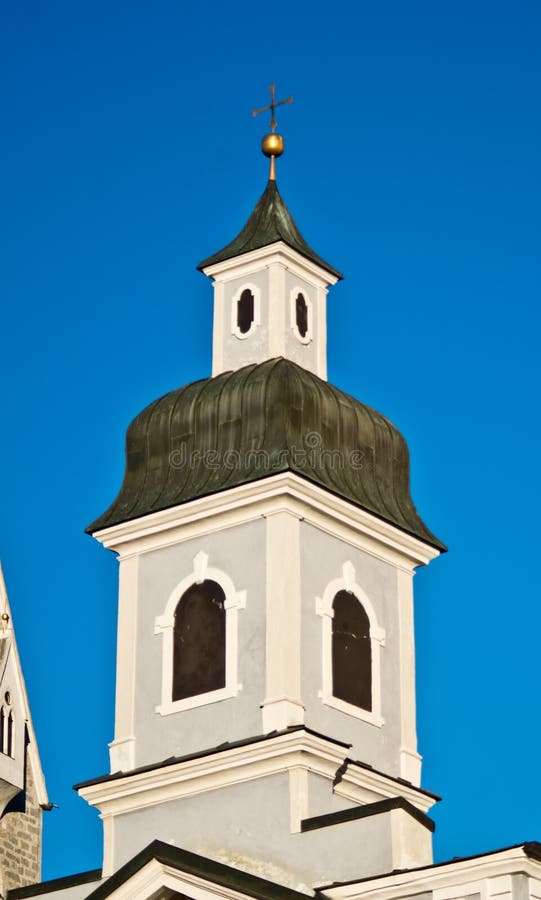 Typical Bell Tower of the European Mountains Stock Image - Image of ...