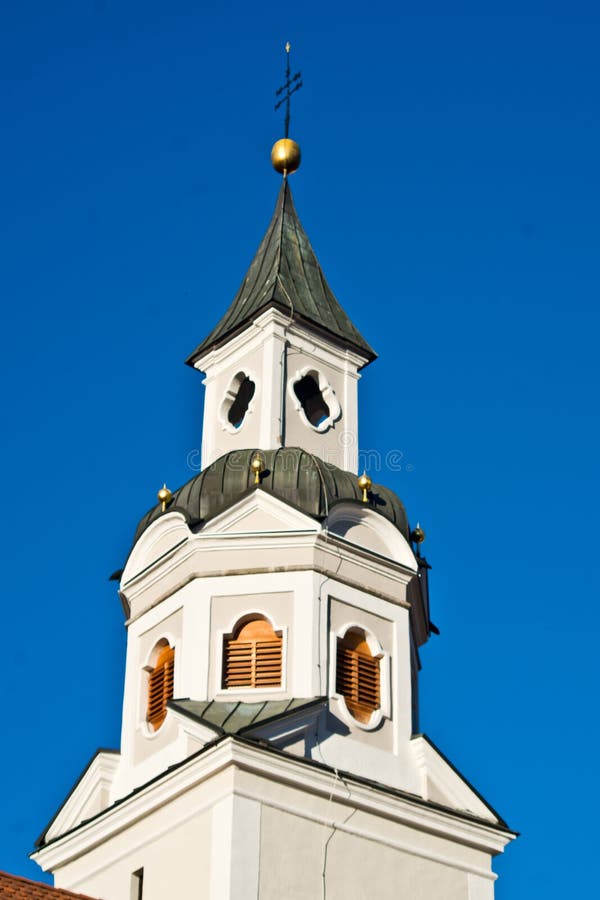 Typical Bell Tower of the European Mountains Stock Image - Image of ...