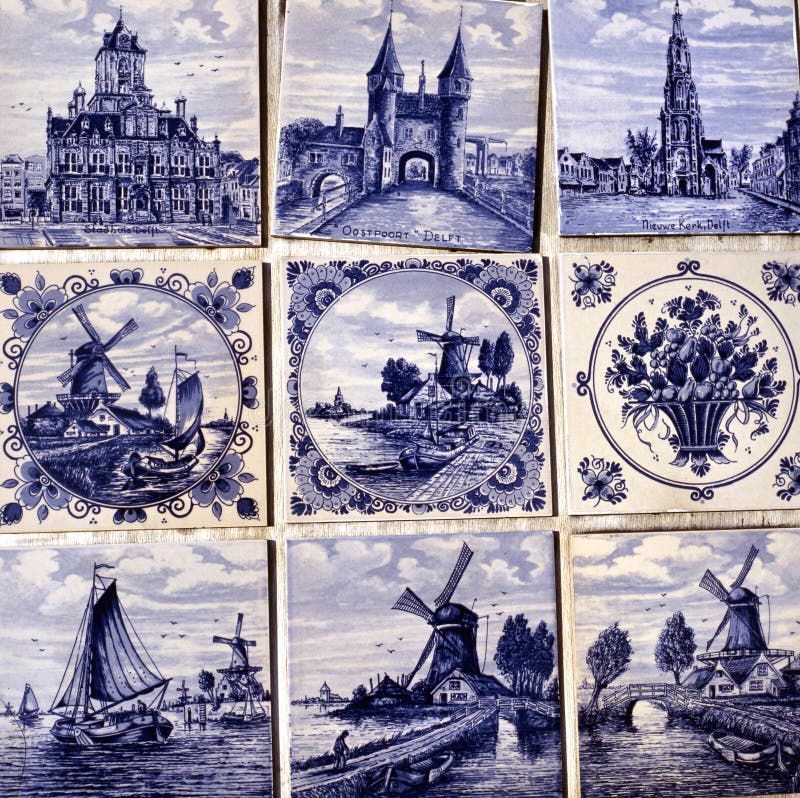 Blue Delft Landmarks of Holland Stock Photo - Image of national, dutch ...