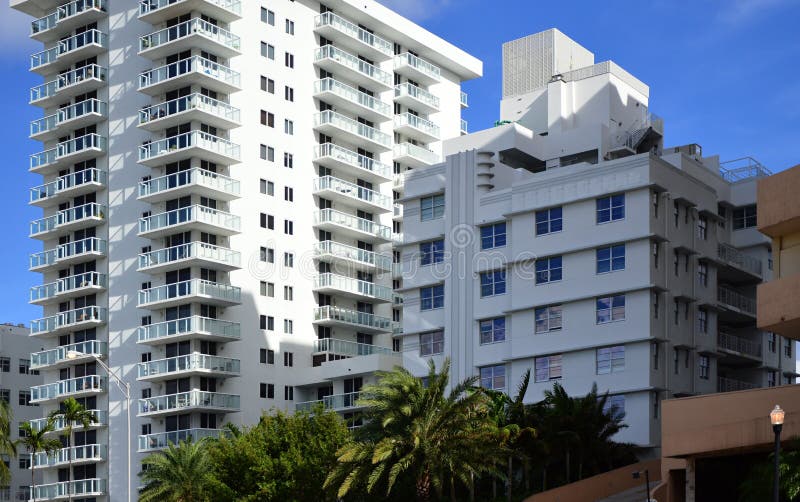 Typical Buildings in Miami Beach at the Atlantic, Florida Stock Photo ...