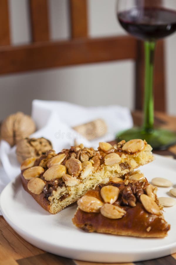 Typical cake with almonds stock image. Image of recipe - 34993887