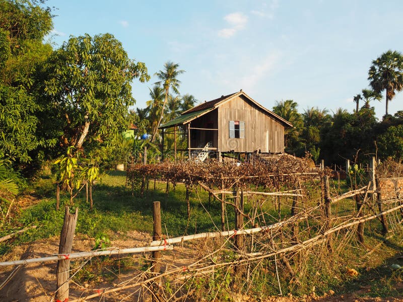 A typical Cambodian house stock image. Image of barrier - 87583891