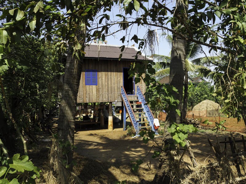 Cambodian House in Rural Area Stock Photo - Image of beautiful, asia ...