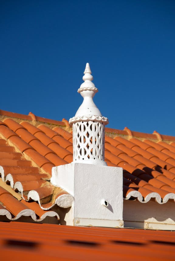 Typical Chimney with Red Rooftop in the Algarve Stock Photo - Image of ...