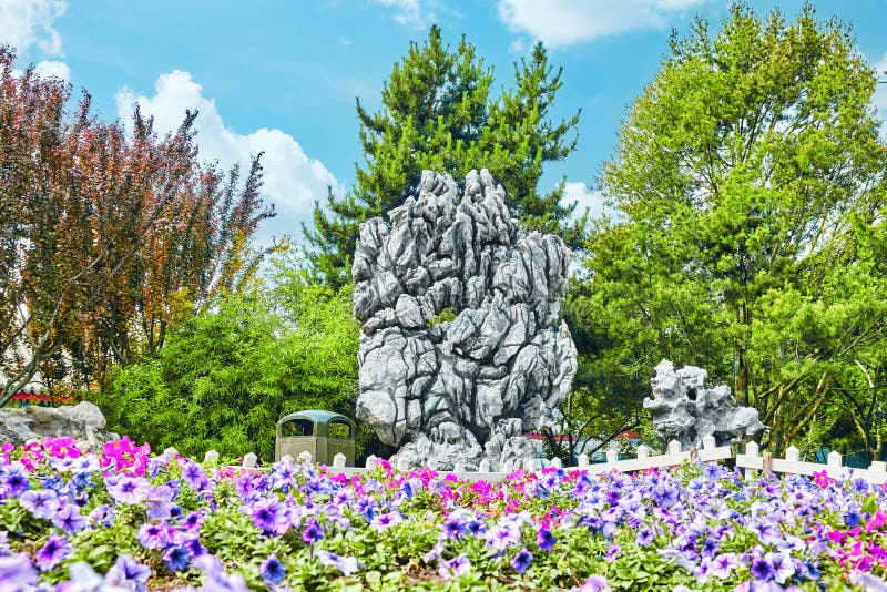 Typical Chinese Garden, Park with Bizarre Rocks. Beijing. Stock Photo ...