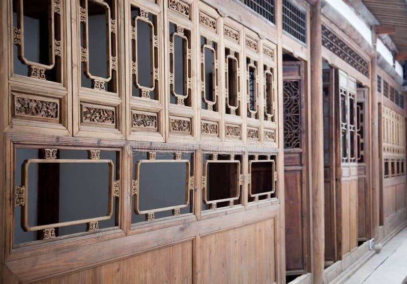 Typical Chinese Old Style Wooden House Stock Image - Image of history ...