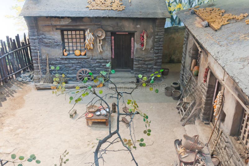 Typical Chinese Rural Housing Scene Stock Image - Image of garlic ...