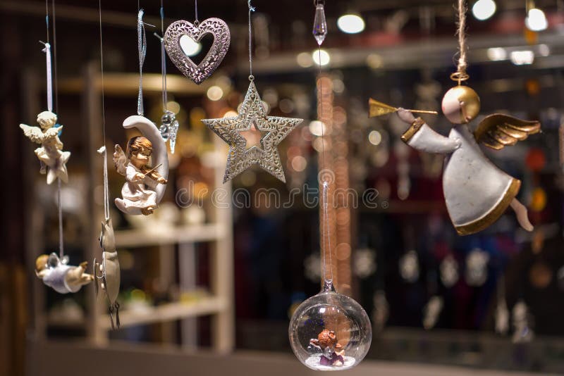 Typical Christmas Merchandise Consisting of Many Figures Stock Photo ...