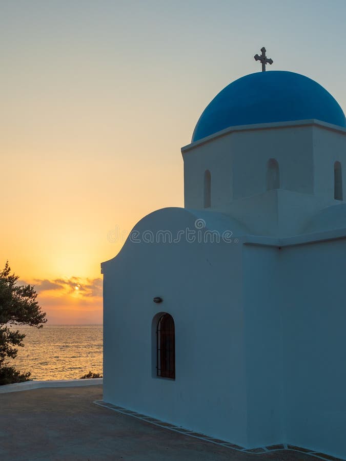 Church in the Greek Islands of Paros at Sunrise Stock Image - Image of ...