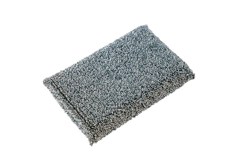 A Typical Classic Silver Dish Sponge with Polyester Thread on a White ...