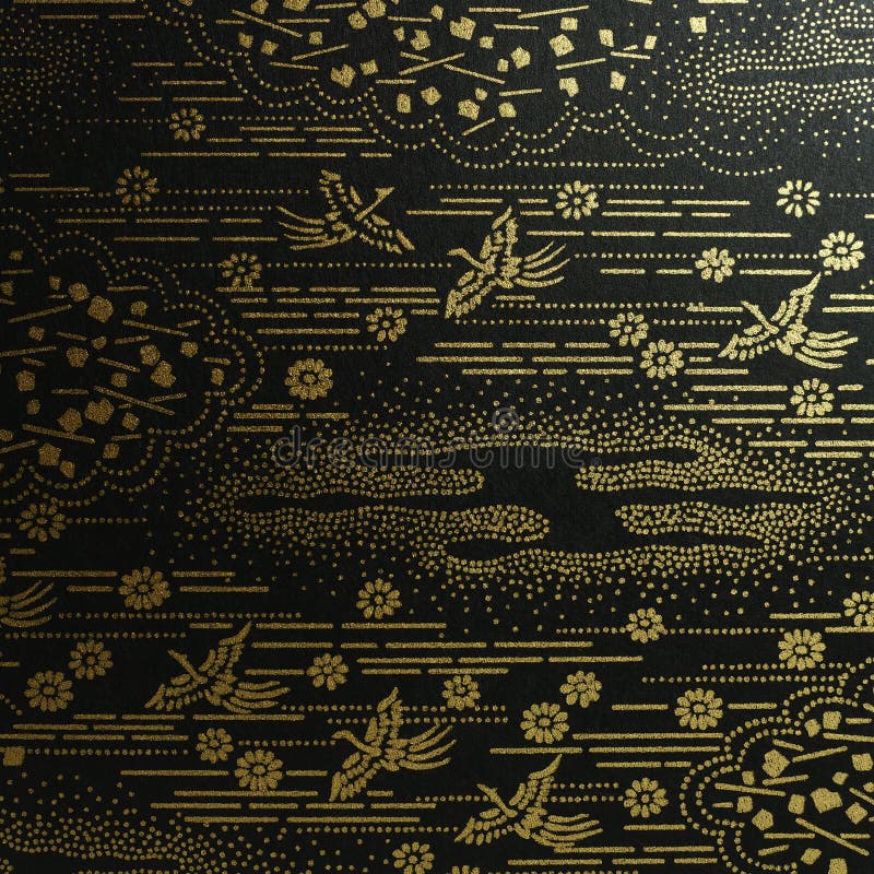 Traditional Japanese Patterns with Flowers and Cranes Stock ...