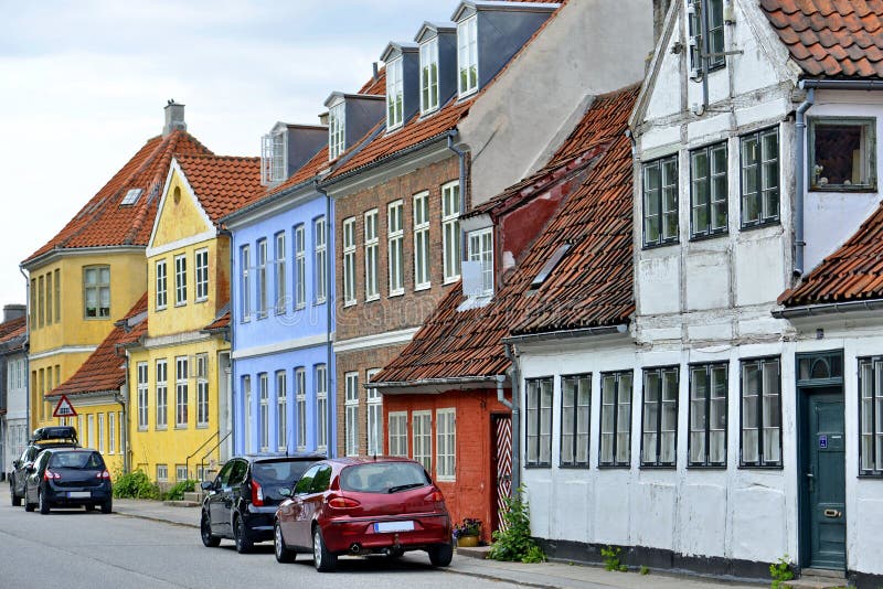Houses in Denmark stock image. Image of cottage, blue - 44673359