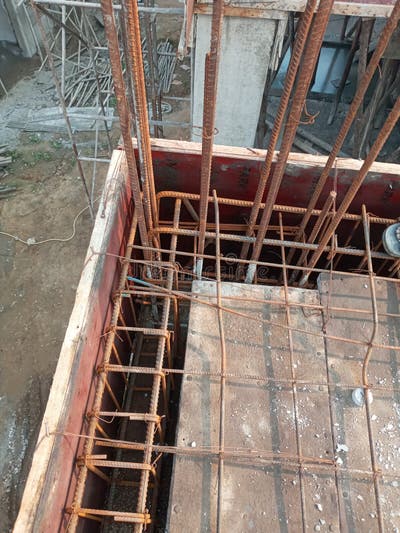 Typical Column Beam Junction at Corner of a Building Slab Work Stock ...