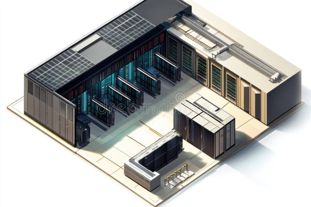 A Typical Computer Room Setting with a TV on the Wall Stock Photo ...