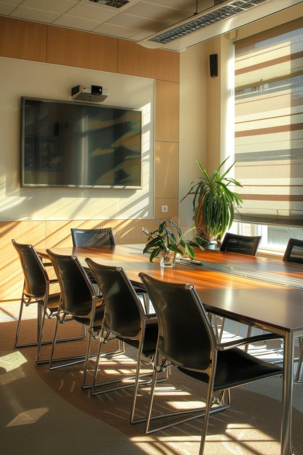 A Typical Conference Room Setup with a Long Table and Chairs, Suitable ...