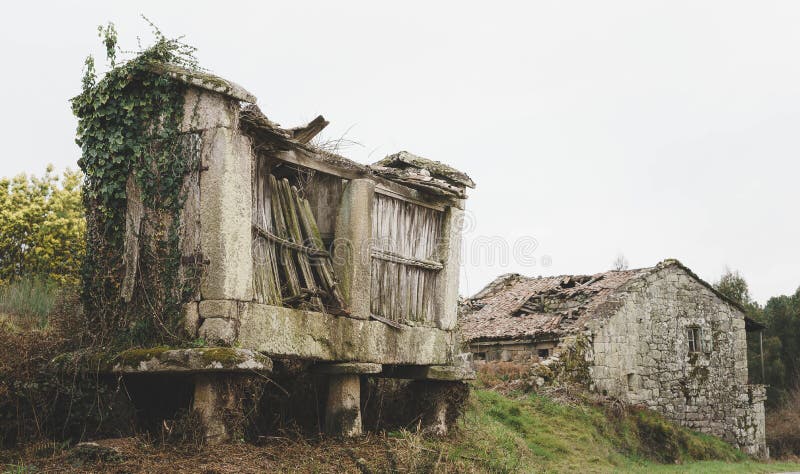 Galician barn stock image. Image of wood, spain, wooden - 242436229