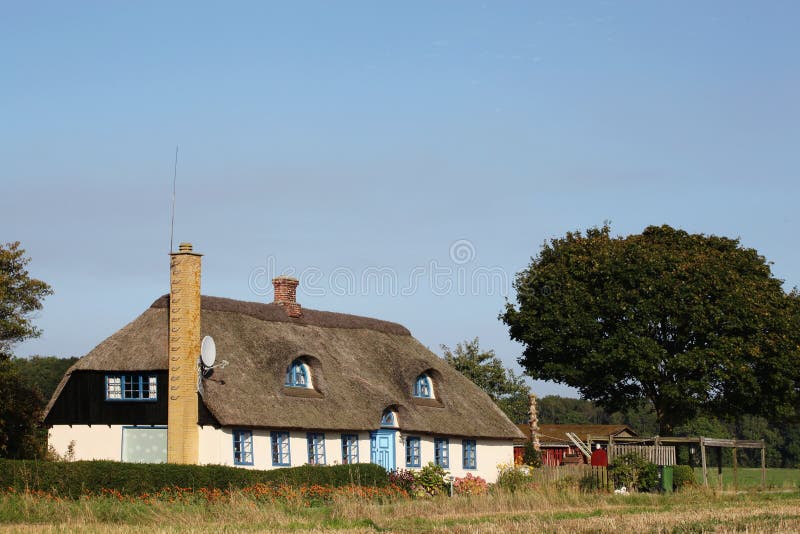Typical Danish House with Thatched Roof Stock Image - Image of holidays ...