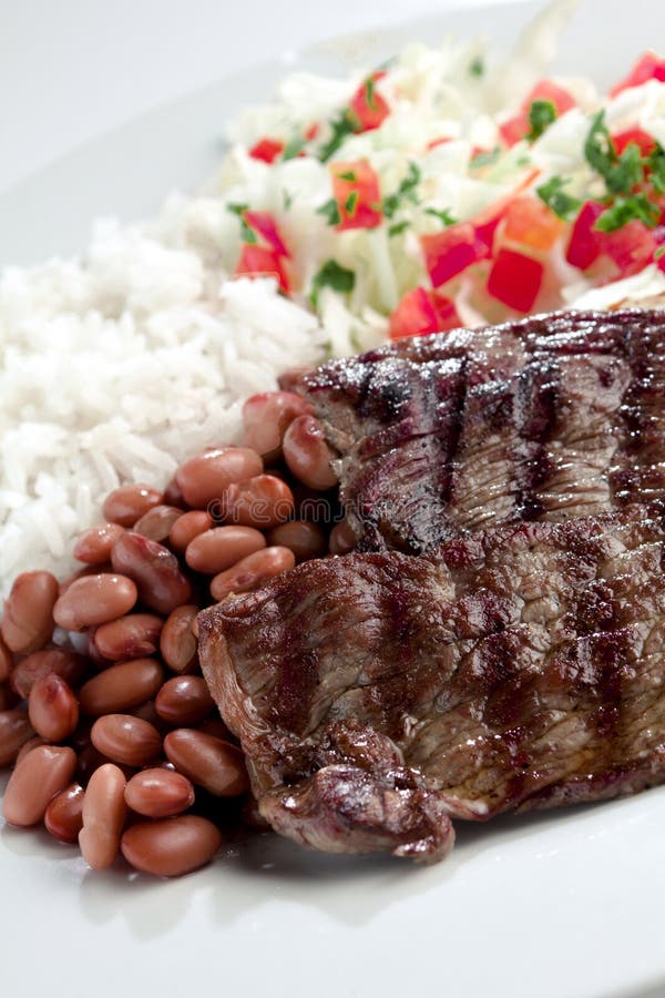 Rice and Beans with Grilled Chicken. Stock Photo - Image of lunch ...