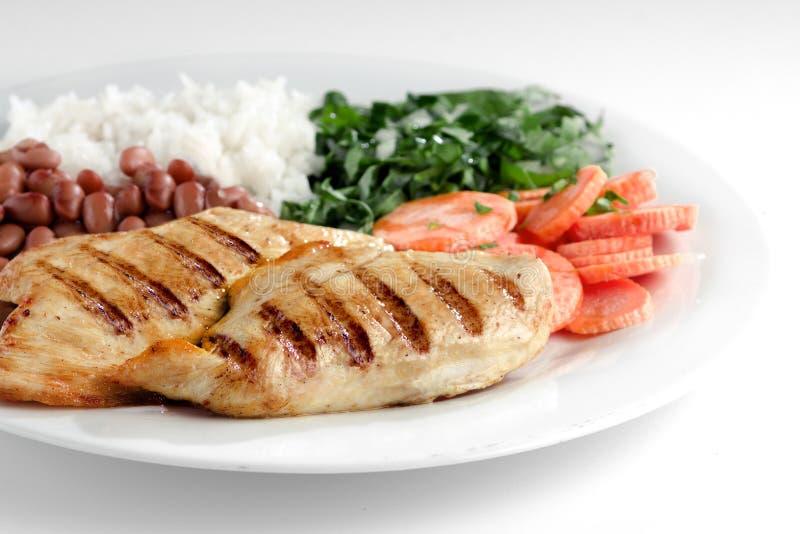 Rice and Beans with Grilled Chicken. Stock Photo - Image of lunch ...