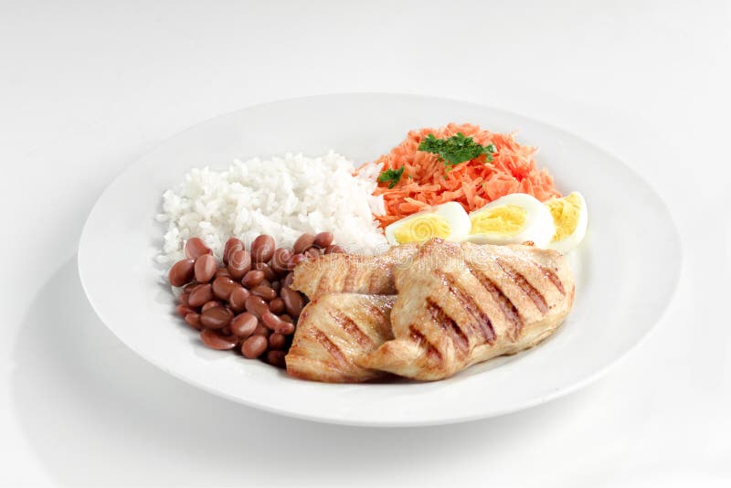 Rice and Beans with Grilled Chicken. Stock Photo - Image of lunch ...