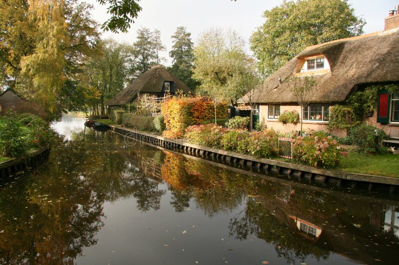 Typical dutch canal scene stock photo. Image of fashioned - 7321738