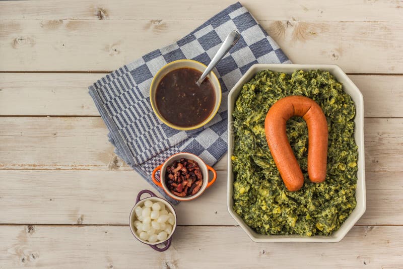 Typical Dutch Dish Boerenkool Stock Photo - Image of boerenkool, meat ...