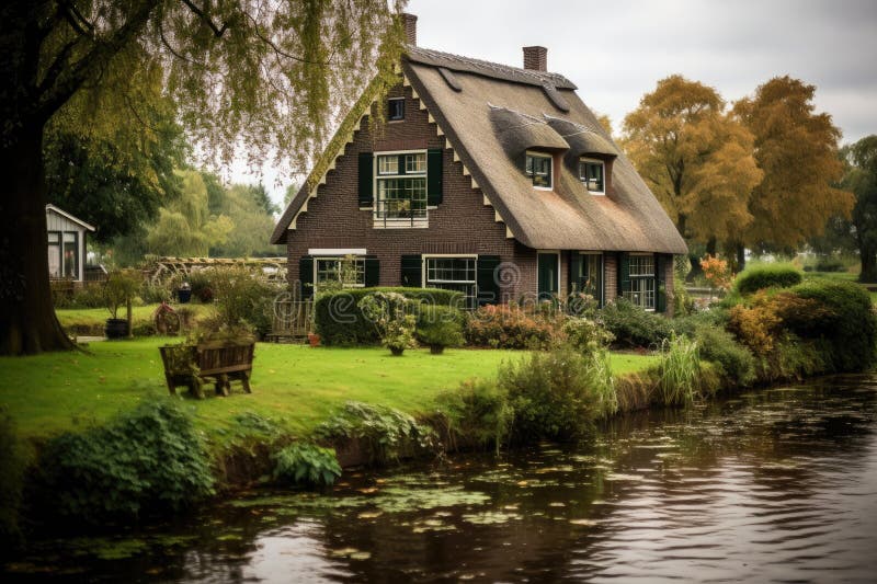 Typical Dutch House during the Summer Stock Illustration - Illustration ...