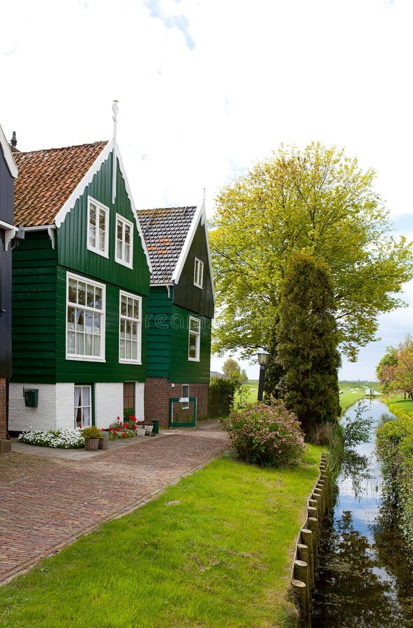 Typical Dutch Houses in Marken Stock Photo - Image of blue, europe ...