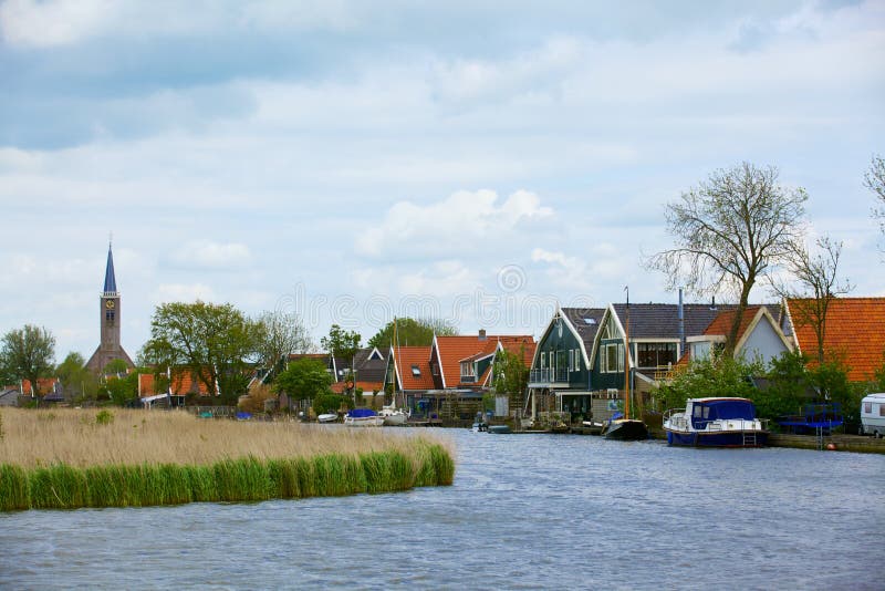 A Typical Dutch Street in the Delph. Netherlands Stock Photo - Image of ...