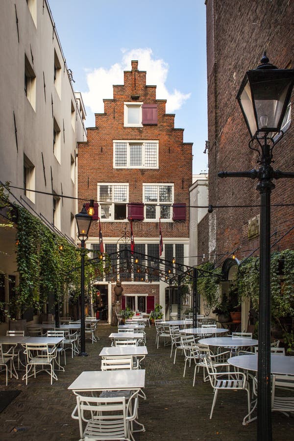 Typical Dutch Restaurant and Terras ,medieval House with Stepped Gable ...