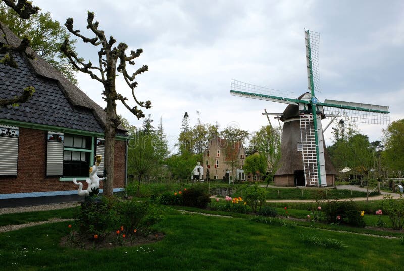 Typical Dutch Village with a Windmill Near Amsterdam Stock Photo ...