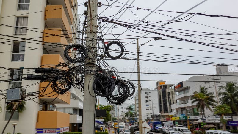 Messy Electric Wiring on the Pole in Hanoi,Vietnam. Editorial Photo ...