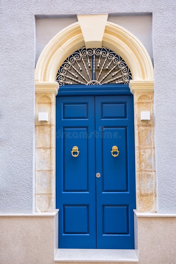 Typical Elegant Blue Door in Maltese Villages Stock Image - Image of ...