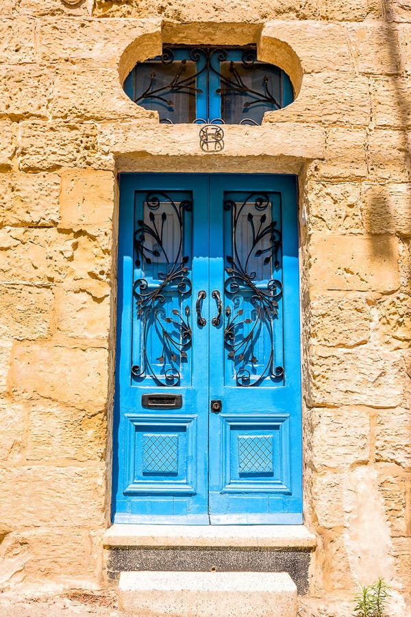 Typical Elegant Blue Door in Maltese Villages Stock Image - Image of ...