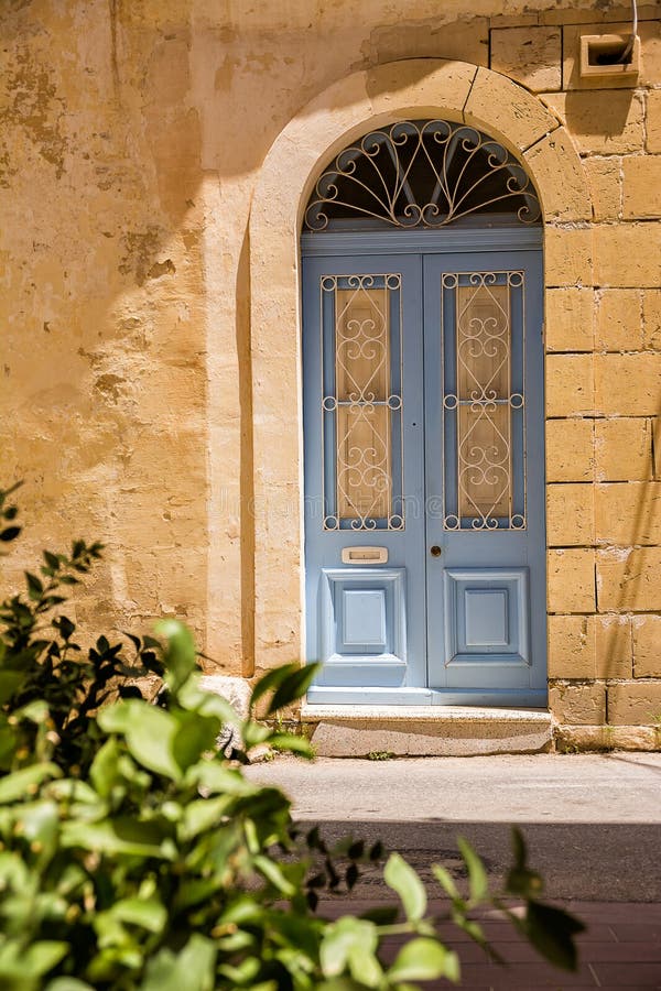 Typical Elegant Blue Door in Maltese Villages Stock Photo - Image of ...