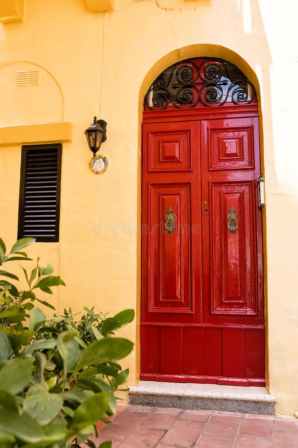 Typical Elegant Red Door in Maltese Villages Stock Image - Image of ...