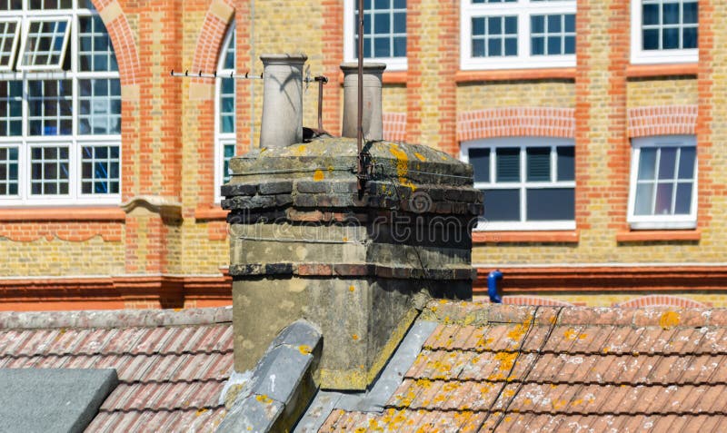 Typical English Chimneys on the Roofs of London Buildings Stock Image ...