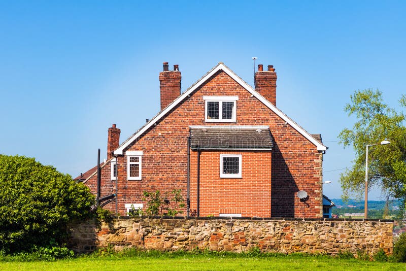 A Typical English House with Garden Stock Photo - Image of brick ...