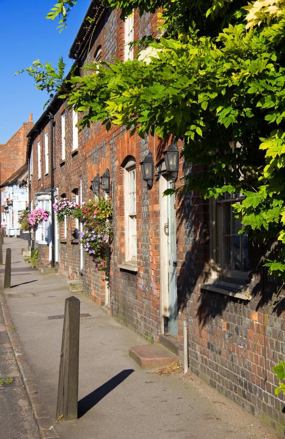 A Typical English Street in Summer Stock Photo - Image of district ...