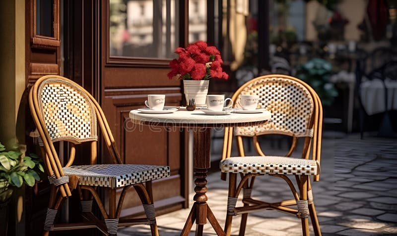 Typical European Roadside Cafe Tables and Chairs, Ai Generative Stock ...