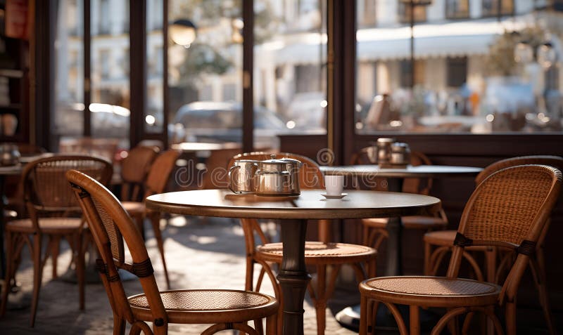 Typical European Roadside Cafe Tables and Chairs, Ai Generative Stock ...