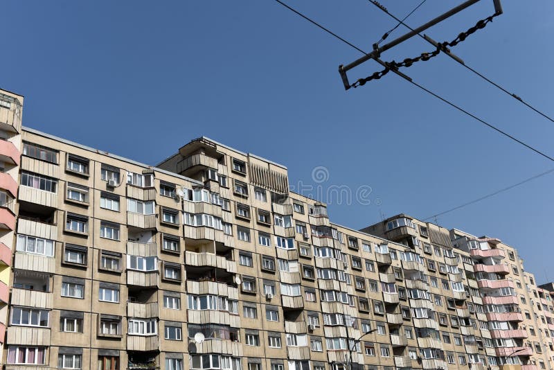 Typical Facade of Concrete Panel Building. Post Soviet Flat of Blocks ...