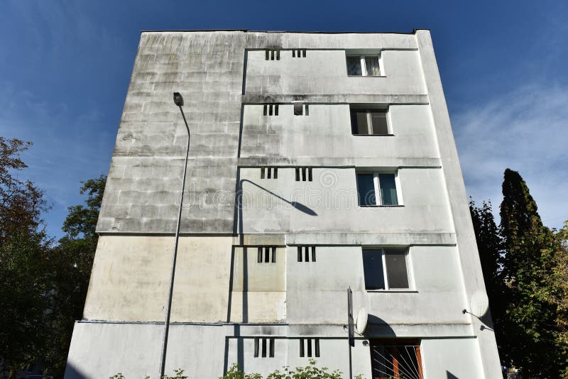 Typical Facade of Concrete Panel Building. Post Soviet Flat of Blocks ...