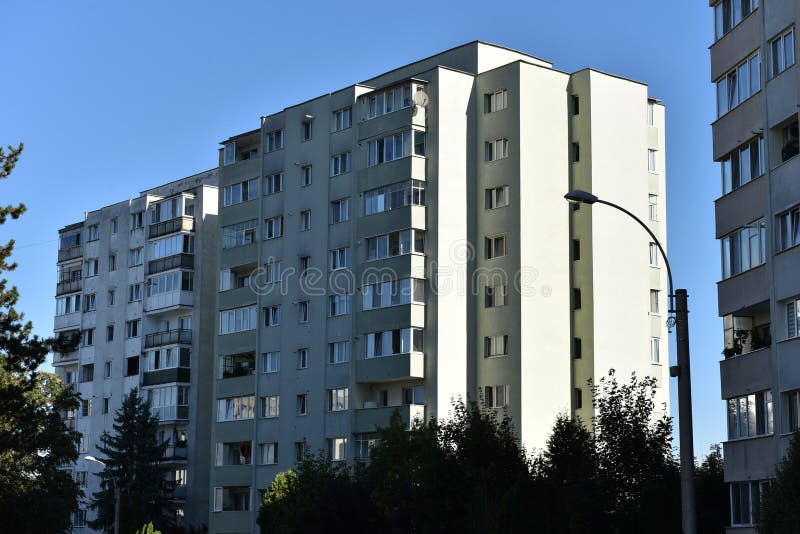 Typical Facade of Concrete Panel Building. Post Soviet Flat of Blocks ...