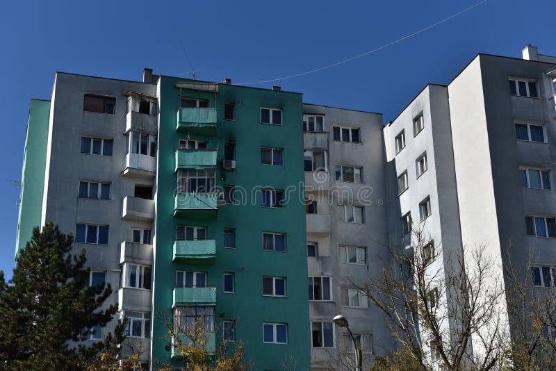 Typical Facade of Concrete Panel Building. Post Soviet Flat of Blocks ...