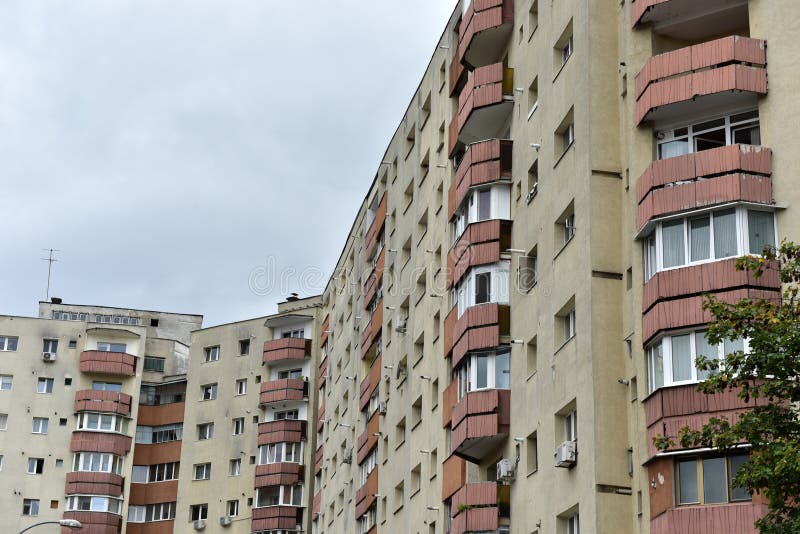 Typical Facade of Concrete Panel Building. Post Soviet Flat of Blocks ...
