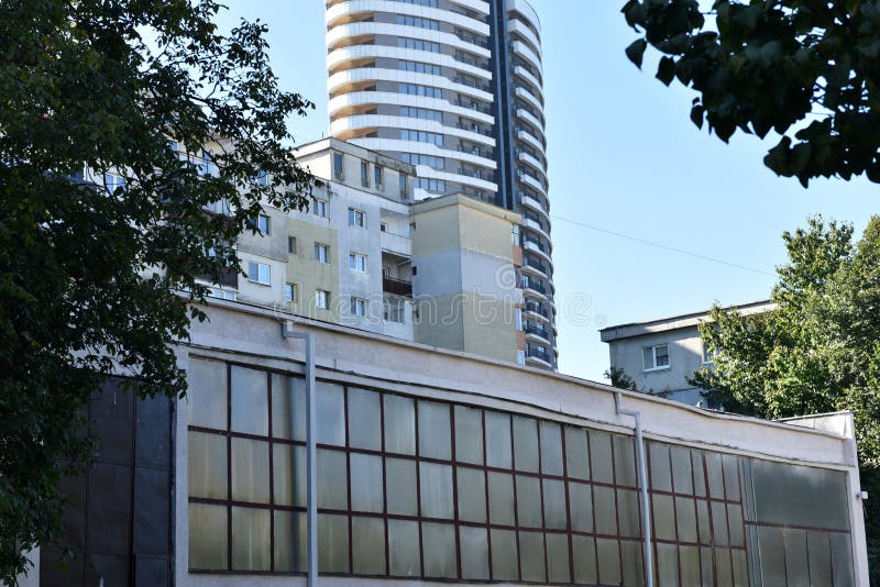 Typical Facade of Concrete Panel Building. Post Soviet Flat of Blocks ...