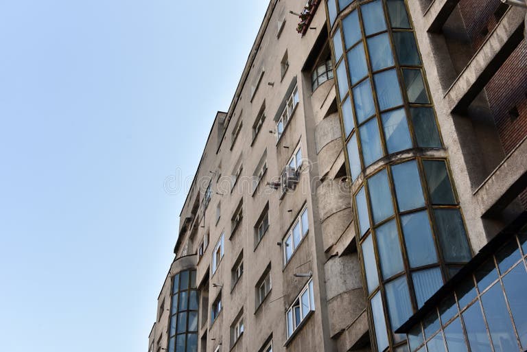 Typical Facade of Concrete Panel Building. Post Soviet Flat of Blocks ...
