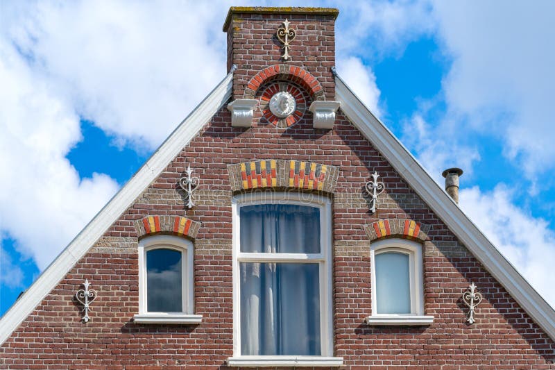 Typical Facade of a Dutch House with Windows Stock Photo - Image of ...