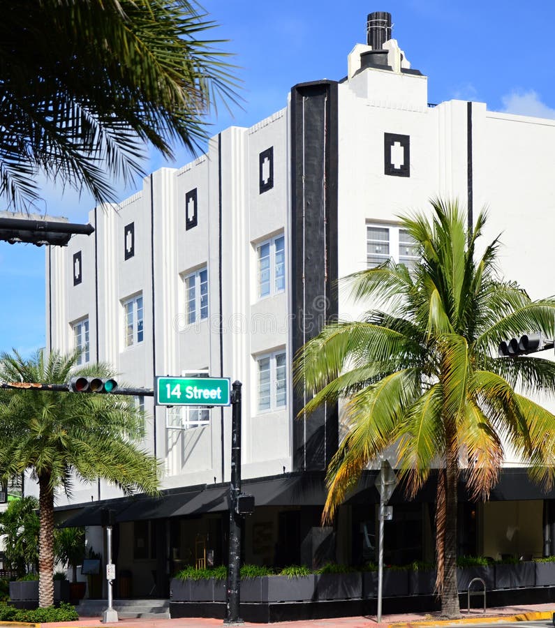 Typical Facade in Miami Beach at the Atlantic, Florida Stock Image ...
